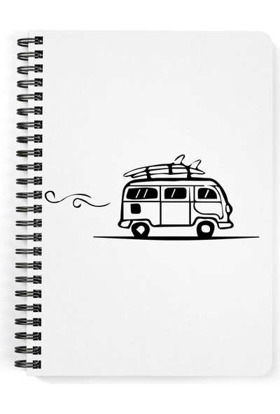 Karavan Baskılı Ahşap Kapaklı Defter 15X20 cm DFT6764