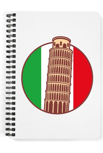 Pisa Kulesi Baskılı Ahşap Kapaklı Defter 15X20 cm DFT2309