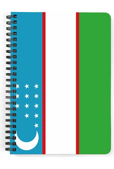Astak Özbekistan Bayrağı Baskılı Ahşap Kapaklı Defter 15X20 cm DFT5504