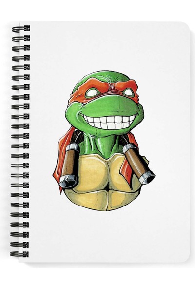 Michelangelo Ninja Kaplumbağalar Baskılı Ahşap Kapaklı Defter 15X20 cm DFT6836