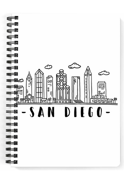 San Diego Baskılı Ahşap Kapaklı Defter 15X20 cm DFT2956