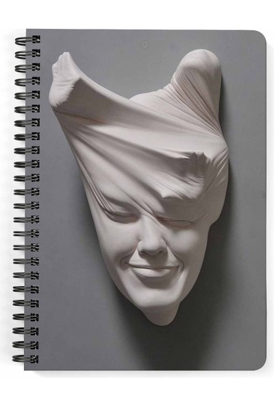 Heykel Yüz Baskılı Ahşap Kapaklı Defter 15X20 cm DFT3085