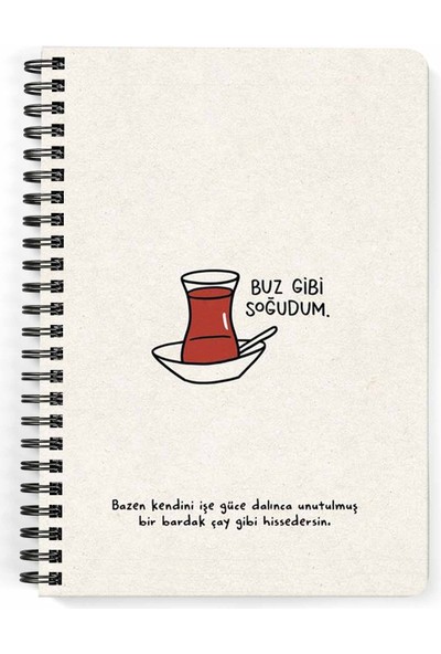 Buz Gibi Soğudum Baskılı Ahşap Kapaklı Defter 15X20 cm DFT4950