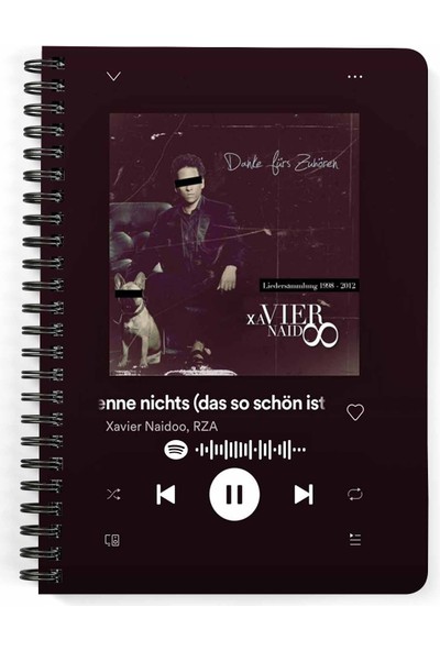 Xavier Naidoo Spotify Karekodlu Baskılı Ahşap Kapaklı Defter 15X20 cm DFT2851 Xavier Naidoo Spotify Karekodlu Baskılı Ahşap Kapaklı Defter 15X20 cm DFT2851