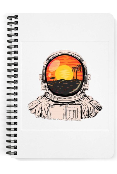 Astronot Baskılı Ahşap Kapaklı Defter 15X20 cm DFT5970