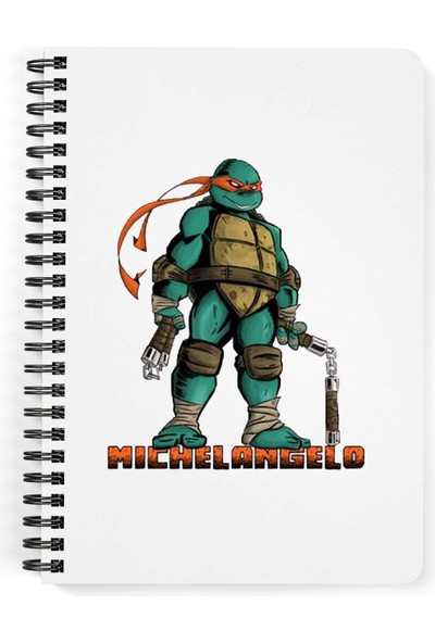 Michelangelo Ninja Kaplumbağalar Baskılı Ahşap Kapaklı Defter 15X20 cm DFT6871