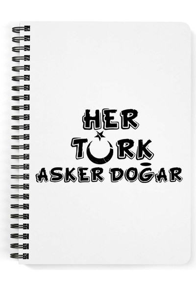 Her Türk Asker Doğar Baskılı Ahşap Kapaklı Defter 15X20 cm DFT1466