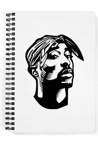 2pac Baskılı Ahşap Kapaklı Defter 15X20 cm DFT1692