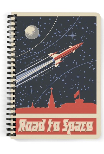 Road The Space Baskılı Ahşap Kapaklı Defter 15X20 cm DFT584