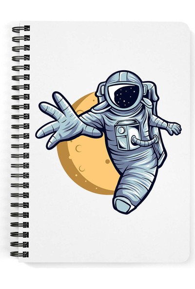 Astronot Baskılı Ahşap Kapaklı Defter 15X20 cm DFT1976