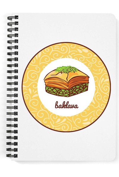 Baklava Baskılı Ahşap Kapaklı Defter 15X20 cm DFT1426