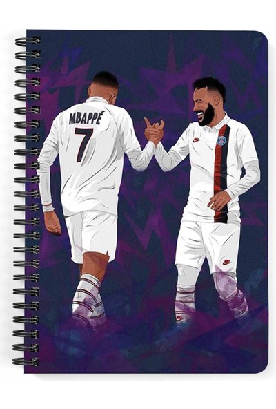 Kylian Mbappé Neymar Baskılı Ahşap Kapaklı Defter 15X20 cm DFT4550 Kylian Mbappé Neymar Baskılı Ahşap Kapaklı Defter 15X20 cm DFT4550