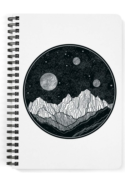 Mars Baskılı Ahşap Kapaklı Defter 15X20 cm DFT1904