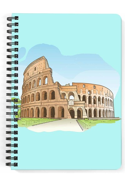 Italya Rome Baskılı Ahşap Kapaklı Defter 15X20 cm DFT4096