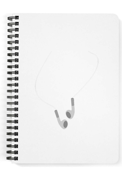 Kulaklık Baskılı Ahşap Kapaklı Defter 15X20 cm DFT1779