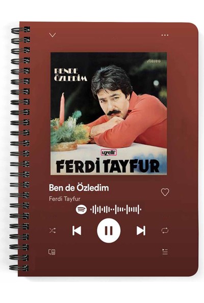 Ben De Özledim Ferdi Tayfur Spotify Karekodlu Baskılı Ahşap Kapaklı Defter 15X20 cm DFT2816 Ben De Özledim Ferdi Tayfur Spotify Karekodlu Baskılı Ahşap Kapaklı Defter 15X20 cm DFT2816