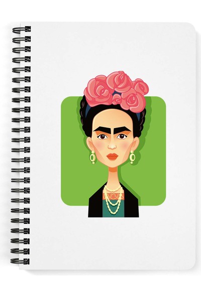 Frida Kahlo Baskılı Ahşap Kapaklı Defter 15X20 cm DFT925