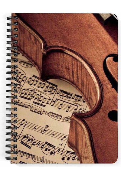 Keman Baskılı Ahşap Kapaklı Defter 15X20 cm DFT3741