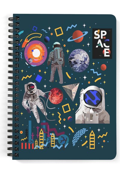 Space Baskılı Ahşap Kapaklı Defter 15X20 cm DFT548