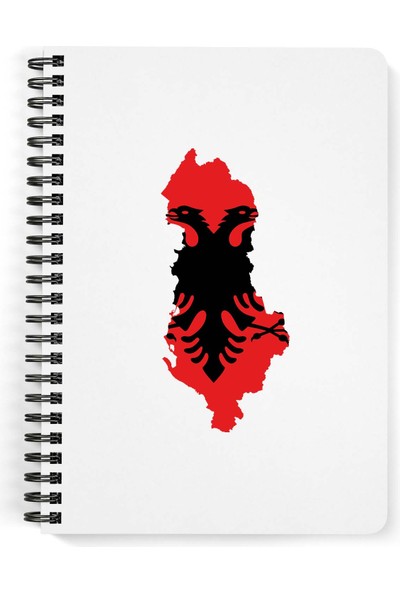 Arnavutluk Bayrağı Baskılı Ahşap Kapaklı Defter 15X20 cm DFT468