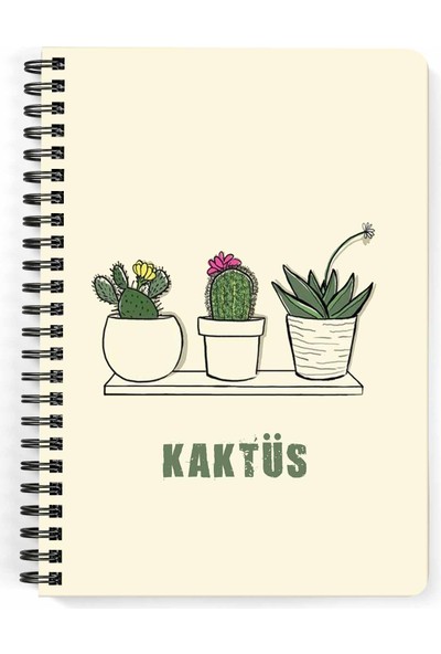 Kaktüs Baskılı Ahşap Kapaklı Defter 15X20 cm DFT4690