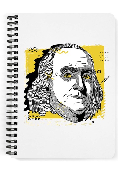 Benjamin Franklin Baskılı Ahşap Kapaklı Defter 15X20 cm DFT979 Benjamin Franklin Baskılı Ahşap Kapaklı Defter 15X20 cm DFT979