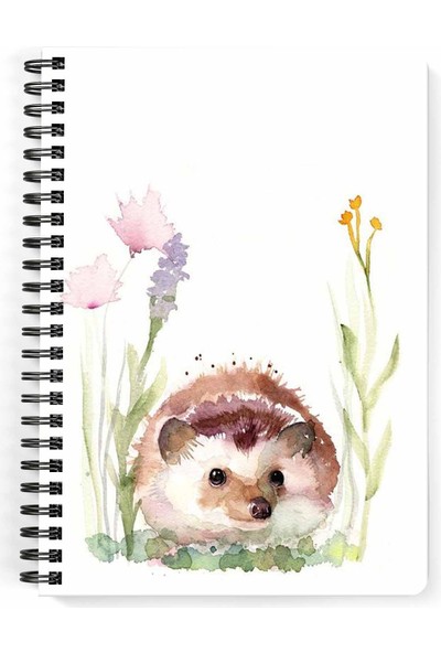 Kirpi Baskılı Ahşap Kapaklı Defter 15X20 cm DFT3587