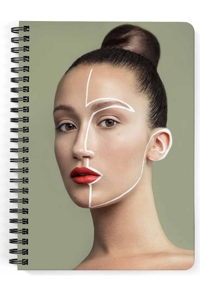 Kadın Baskılı Ahşap Kapaklı Defter 15X20 cm DFT3503