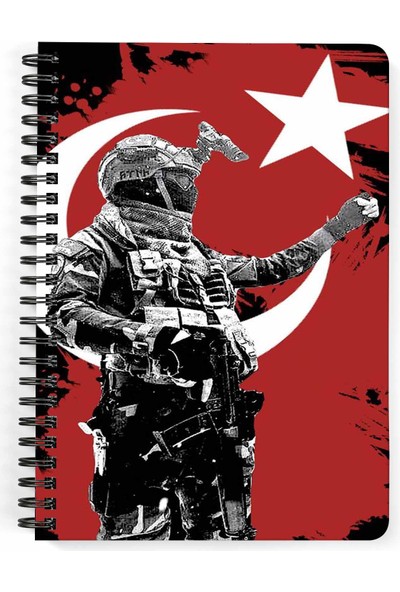 Türk Askeri Baskılı Ahşap Kapaklı Defter 15X20 cm DFT5447