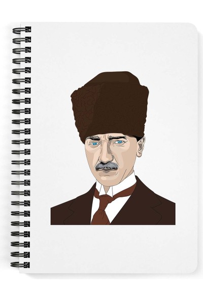 Mustafa Kemal Atatürk Baskılı Ahşap Kapaklı Defter 15X20 cm DFT1508
