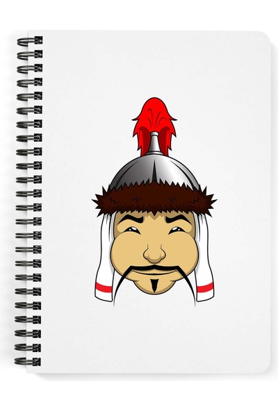 Moğol Adam Baskılı Ahşap Kapaklı Defter 15X20 cm DFT1289