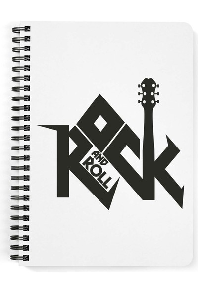 Rock Roll Baskılı Ahşap Kapaklı Defter 15X20 cm DFT1615