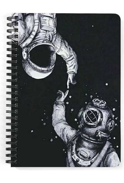 Astronot Baskılı Ahşap Kapaklı Defter 15X20 cm DFT3867