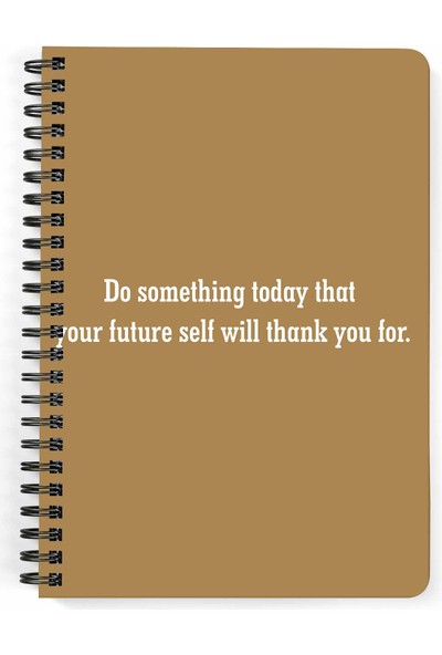 Ingilizce Sözler Baskılı Ahşap Kapaklı Defter 15X20 cm DFT2589