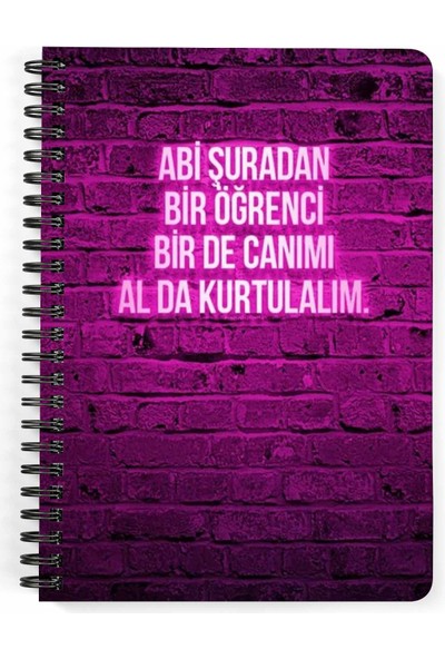 Neon Yazı Baskılı Ahşap Kapaklı Defter 15X20 cm DFT2554