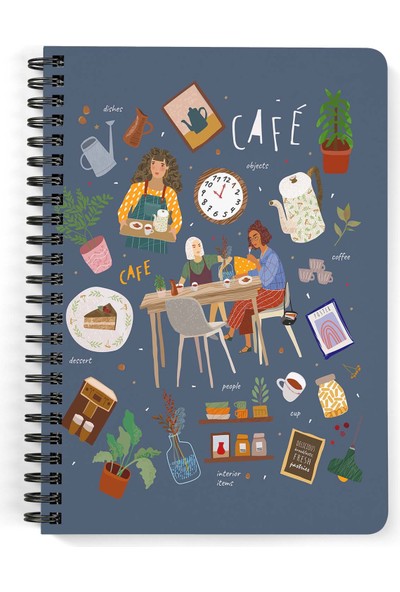 Kafe Baskılı Ahşap Kapaklı Defter 15X20 cm DFT526