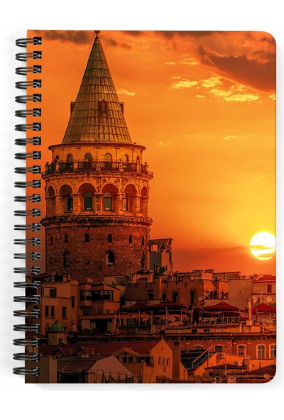Galata Kulesi Baskılı Ahşap Kapaklı Defter 15X20 cm DFT4146 Galata Kulesi Baskılı Ahşap Kapaklı Defter 15X20 cm DFT4146