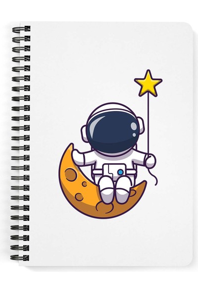 Uçan Yıldız Balonu Baskılı Ahşap Kapaklı Defter 15X20 cm DFT1896