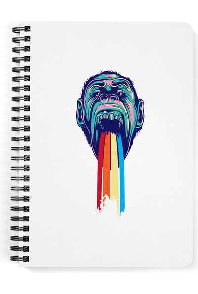 Monkey Baskılı Ahşap Kapaklı Defter 15X20 cm DFT6348 Monkey Baskılı Ahşap Kapaklı Defter 15X20 cm DFT6348