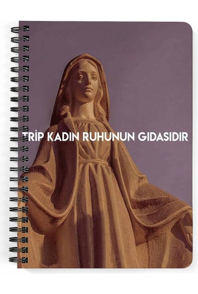 Heykel Baskılı Ahşap Kapaklı Defter 15X20 cm DFT2536