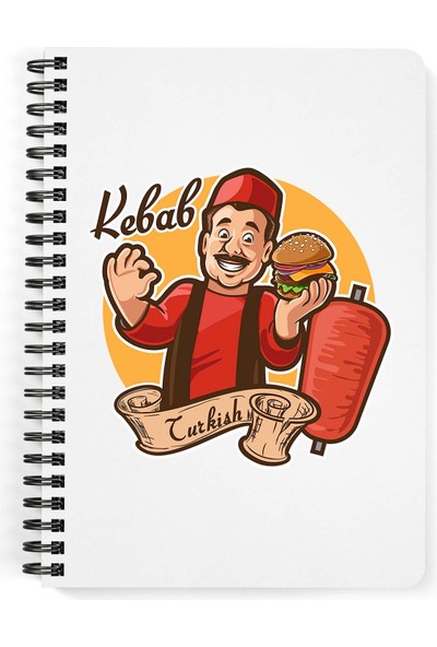 Kebab Baskılı Ahşap Kapaklı Defter 15X20 cm DFT1431