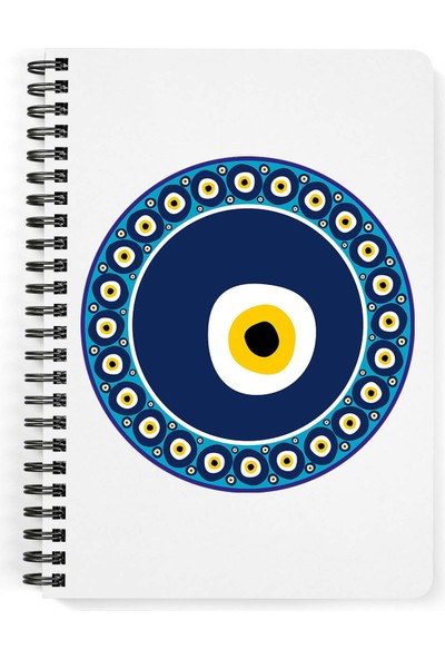 Nazar Boncuğu Baskılı Ahşap Kapaklı Defter 15X20 cm DFT1450