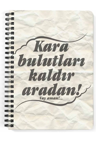 Kara Bulutlar Baskılı Ahşap Kapaklı Defter 15X20 cm DFT2740