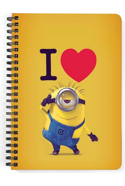 Minyonlar Baskılı Ahşap Kapaklı Defter 15X20 cm DFT4882