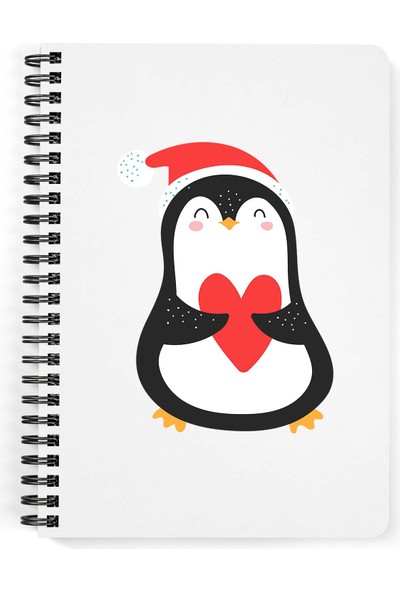 Kalpli Penguen Baskılı Ahşap Kapaklı Defter 15X20 cm DFT776