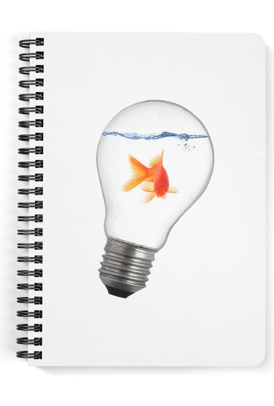 Ampül Akvaryum Baskılı Ahşap Kapaklı Defter 15X20 cm DFT344