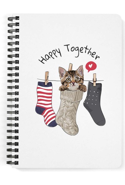 Happy Together Baskılı Ahşap Kapaklı Defter 15X20 cm DFT865