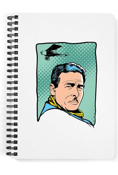 Vecihi Hürkuş Baskılı Ahşap Kapaklı Defter 15X20 cm DFT1017