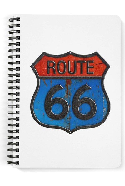 Astak Route 66 Baskılı Ahşap Kapaklı Defter 15X20 cm DFT238