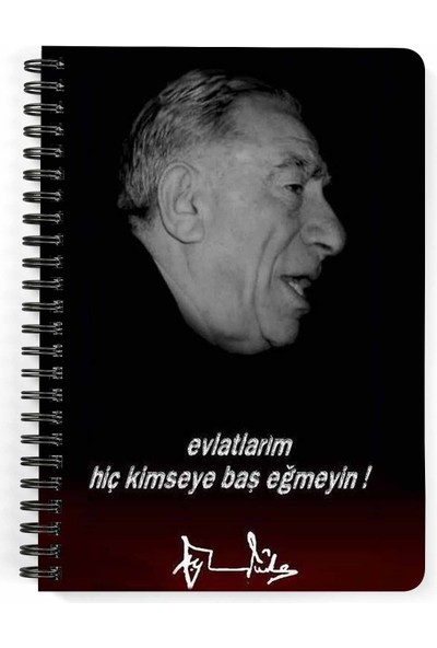 Alparslan Türkeş Baskılı Ahşap Kapaklı Defter 15X20 cm DFT5616